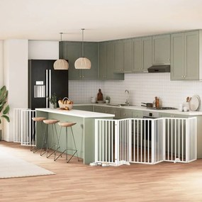 Zábrana pro psy s dvířky skládací 12 panelů bílá 600 cm topol 3155539