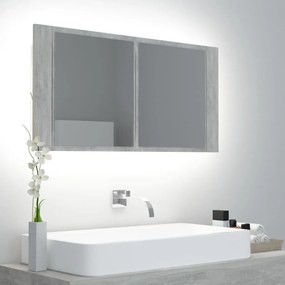 vidaXL LED koupelnová skříňka se zrcadlem 90x12x45cm akryl [804975] Barva: kouřový dub