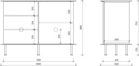 Tmavě modrá komoda s dírou na kabely 120x88x50 cm Suumo – noo.ma