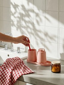 Sinsay - Koupelnová sada: mýdlenka, dávkovač mýdla a držák na zubní kartáčky - růžová