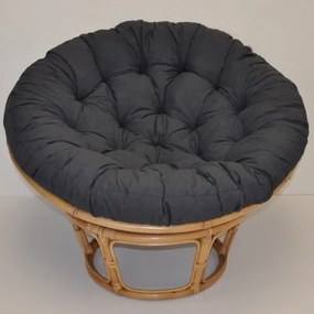 Ratanový papasan průměr 115 cm - polstr tmavě šedý melír