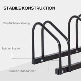 HOMCOM Stojan na kola Stojan na kola odolný proti povětrnostním vlivům Odolný pro montáž na podlahu i stěnu Ocelový až pro 6 kol Černý 179 x 33 x 27 …