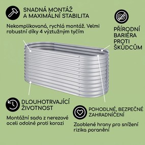Blumfeldt High Grow vyvýšený záhon 2,0 m se zinkovo-hliníkovým stříbrným povrchem