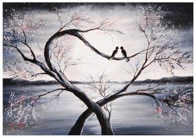 Gario Ručně malovaný obraz Ptačí láska na větvi Rozměry: 120 x 80 cm