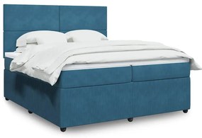 Box spring postel s matrací tmavě modrá 200x200 cm samet 3292428