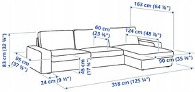 IKEA KIVIK Pohovka pro 4 osoby s lenoškou, Tresund světle béžová