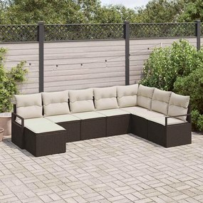 Set pohovek 8 ks Hnědá a krémová polyratan 3355167
