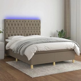 Fionshop 264253717 Box spring postel s matrací a Led taupe 140x200 cm tex