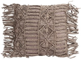 Bavlněný polštář Macrame Taupe s třásněmi  - 45*45 cm