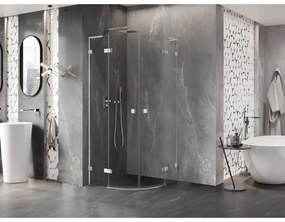 Mexen Lunar, L půlkruhový výklopný sprchový kout 80 x 80 cm, 8mm čiré sklo, chromový profil, 833L-080L-080P-01-00