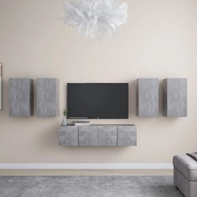 6dílný set TV skříněk betonově šedý dřevotříska 3079099