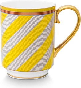 Pip Studio Pip Chique Stripes hrnek 345ml, žlutý (porcelánový hrnek 345 ml)
