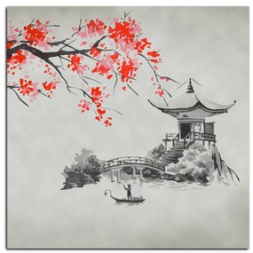 Obraz na plátně - Tradiční ilustrace  Japonsko - čtverec 360A (50x50 cm)