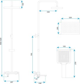 Rea Arlo, sprchový set s vanovou výlevkou, zlatá matná, REA-P7441