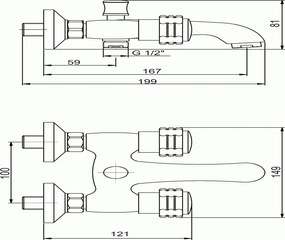 Novaservis Retro I Vanová baterie bez příslušenství 100 mm, chrom, 99024/1,0