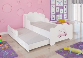 Dětská postel s matracemi XIMENA II 160x80 Motiv: KOCOUR V AUTĚ