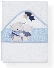 Interbaby Dětská osuška froté 100 x 100 cm v dárkovém balení Spící medvídek + modrá