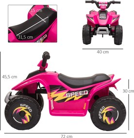 HOMCOM Elektrický čtyřkolový vůz pro děti 18-36 měsíců Elektrické ATV s možností jízdy vpřed a vzad 6V bateriový pohon 20 kg max. zatížení 72x40x45,5…