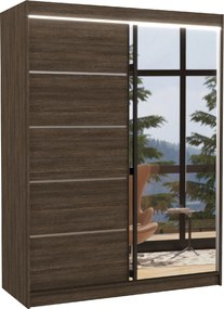 ADRK Furniture Posuvná skříň se zrcadlem a LED osvětlením LIMBO 150 SW-LIM-CH-150+L-V207