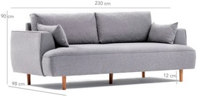 Hanah Home Pohovka FELIX světle šedá 230 cm 825BLC1378