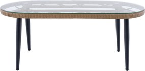 Zahradní ratanový set, béžová/přírodní/černá, ARALY
