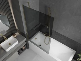 Mexen Next, vanová zástěna 1-křídlová 100 x 150 cm, fixní křídlo, 6 mm šedé sklo, zlatý profil, 895-100-000-00-40-50