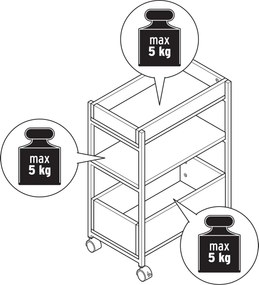 Tchibo - Regál »Klaar« na kolečkách - barva: bílá