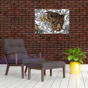 Obraz - Leopard mezi květy (70x50 cm)