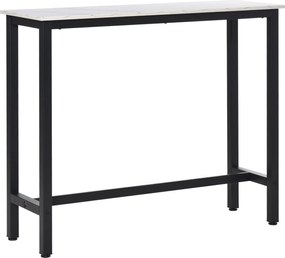 HOMCOM Vysoký Barový Stůl - 120L x 40W x 100H cm - Černý Ocelový Rám, Bílé Mramorové Víko | Aosom