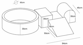 Krémové sametové pěnové hřiště 225x90x30 cm Montessori – Meowbaby