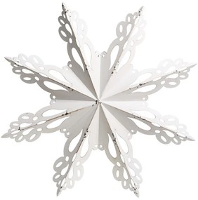 Bílá antik kovová nástěnná dekorace sněhová vločka Snowflake - 63*6 cm
