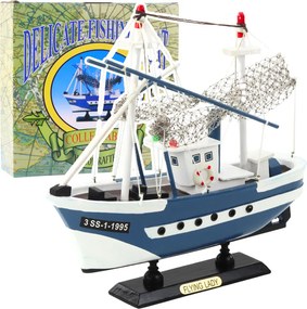 LEAN Toys Sběratelský model rybářské lodi Flying Lady modrý 24x23 cm