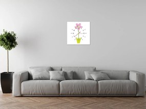 Gario Obraz s hodinami Růžový kvítek v květináči Rozměry: 30 x 30 cm