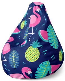 Sedací vak Pear růžoví plameňáci - dětský, barevná