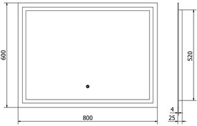 Mexen Miko podsvícené koupelnové zrcadlo 80 x 60 cm, LED 6000K, ventilátor - 9819-080-060-611-00