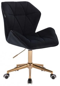 LuxuryForm DESIGN Otočná židle MILANO MAX VELUR na zlaté základně s kolečky - černá
