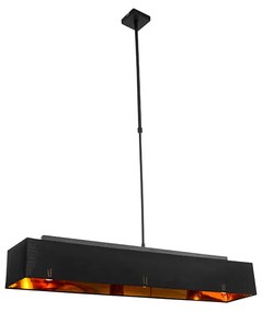 Moderní závěsná lampa černá se zlatem 90 cm 3-světlo - VT 1