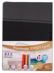 B.E.S. - Petrovice, s.r.o. Jersey prostěradlo s elastanem Lycra - Černá 90 x 200