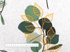 Biante Bavlněný čtvercový ubrus Sandra SA-450 Zeleno-oranžové listy na bílém 150x150 cm