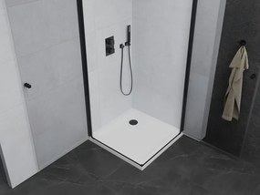 Mexen Pretoria Duo, 2-křídlý sprchový kout 90(dveře) x 90(dveře) x 190 cm, 6mm čiré sklo, černý profil + slim sprchová vanička 5cm, bílá, 852-090-090-70-02-4010B