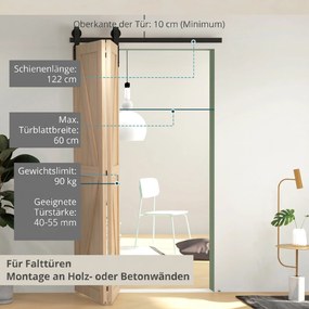 HOMCOM 122 CM Sada Kolejnic pro Posuvné Dveře pro Skládací Dveře se Systémem J pro 2 Dveře
