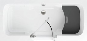 Vana s dvířky Polimat OVI 160x75 LEVÁ s bílým čelním krycím panelem + vanový sifon automat s přepadem VABPS-ZU 70