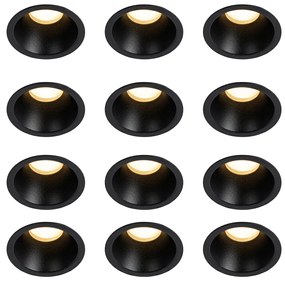 Sada 12 moderních zapuštěných bodových svítidel černých GU10 35 mm IP44 - Dept