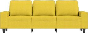 3místná pohovka s podnožkou světle žlutá 180 cm textil 3201156