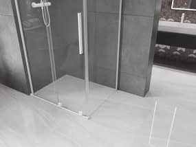 Mexen Velar L, sprchový kout s posuvnými dveřmi 90 x 85 cm, 8mm čiré sklo, bílá matná, 871-090-085-03-20