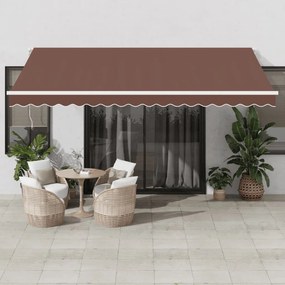Ručně zatahovací markýza s LED hnědá 450 x 350 cm 3215392