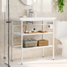 Koupelnový regál pod umyvadlo bílý 79 x 38 x 83 cm železo 338486