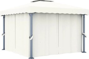 Altán se závěsy a světelnými LED řetězy 3 x 3 m krémově bílý 3070345