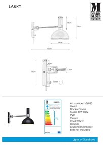 Markslöjd 106970 - Stmívatelné nástěnné svítidlo LARRY 1xE27/60W/230V