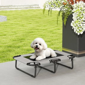 PawHut Vyvýšená Skládací Postel pro Psy - Outdoor Běžecká Postel s Prodyšným Síťovým Designem pro Malé a Střední Psy, Světle Šedá Oxford 75 x 51 x 18…